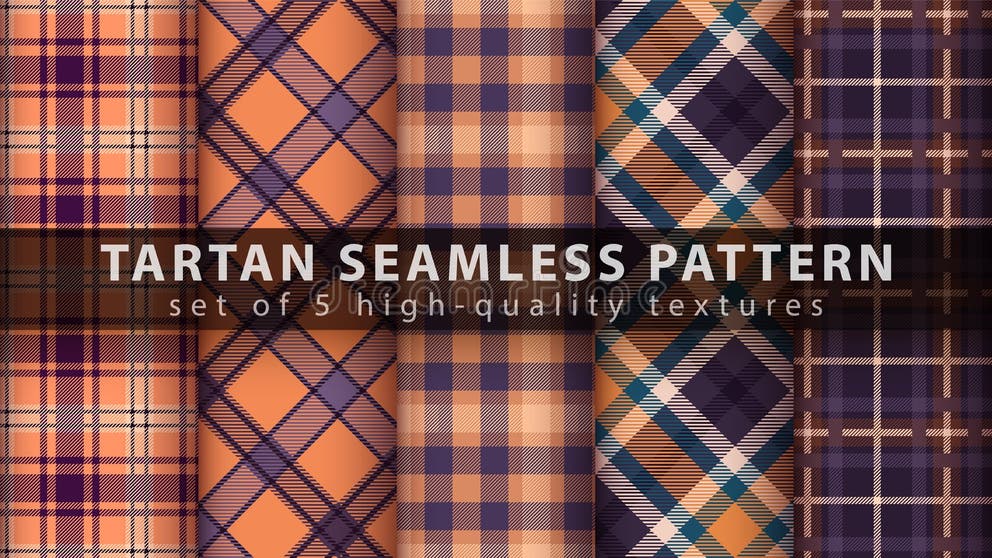 Set Classic Tartan Seamless Pattern. Stock Vector - Illustration of ...