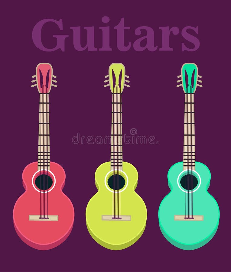Set of a Classical Acoustic Guitars. Silhouette Classic Guitars ...