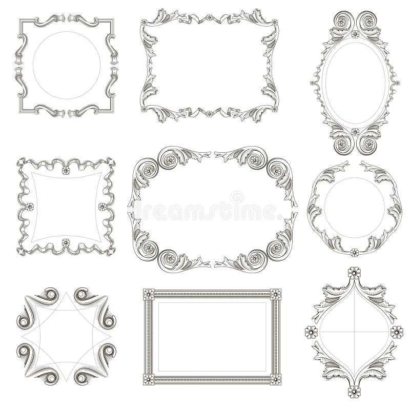 Set of classical frames. stock vector. Illustration of elements - 63558926