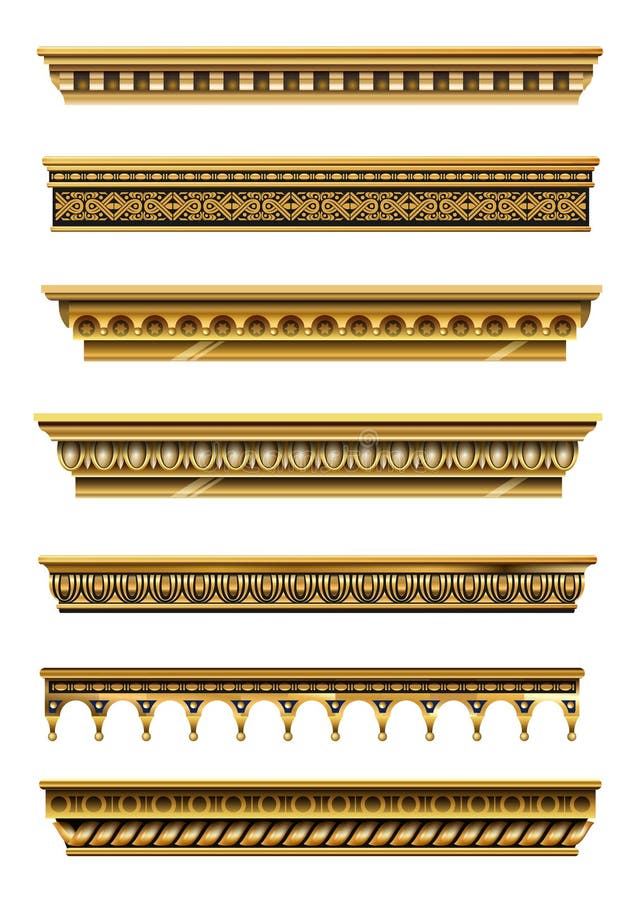 A Set of Classical Gold Cornices Stock Vector - Illustration of ...