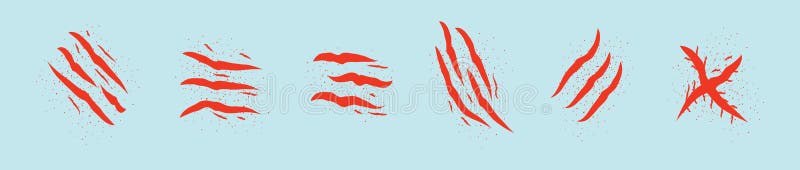 Set of Claw Scratch Mark Cartoon Icon Design Template with Various ...