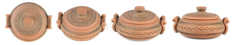 Set Clay Pots from Different Angles Isolated on White Stock Photo ...