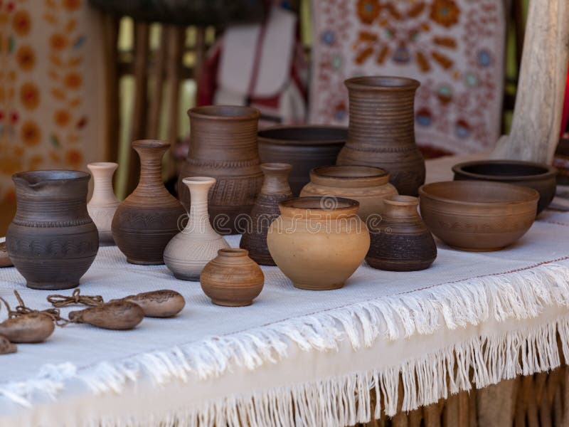 Clay vases and pots stock photo. Image of rural, hand - 103206240
