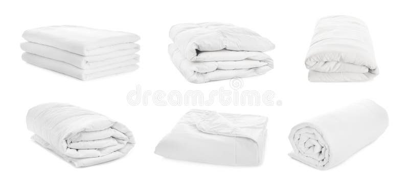 Set of Clean Blankets Isolated on White. Banner Design Stock Photo ...