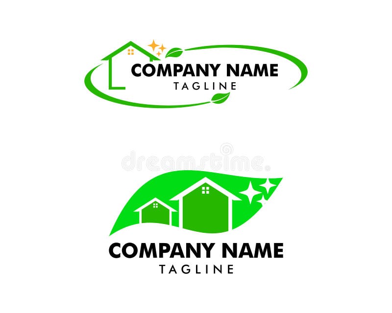 Clean House Logo Designs with Nature Leaf, Cleaning Service Logo Vector ...