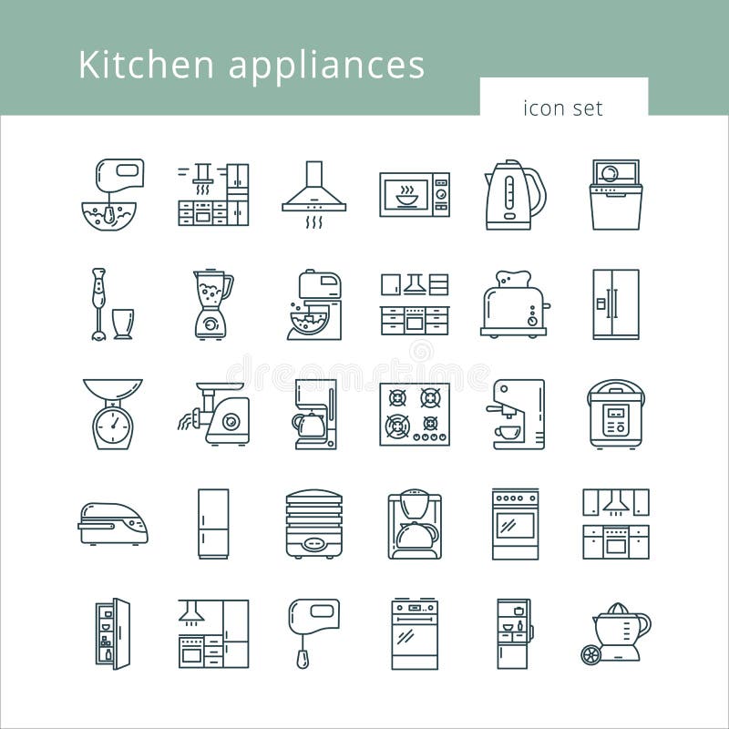 Set of Clean Icons Featuring Various Kitchen Utensils and Cooking ...