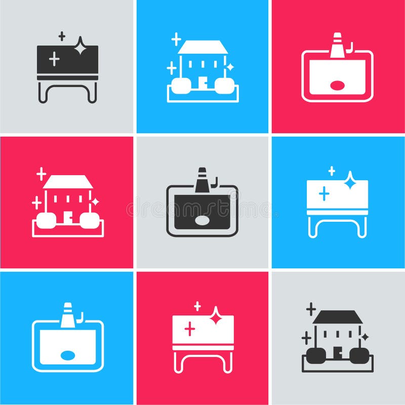 Set Clean Table, Home Cleaning Service and Washbasin Icon. Vector Stock ...