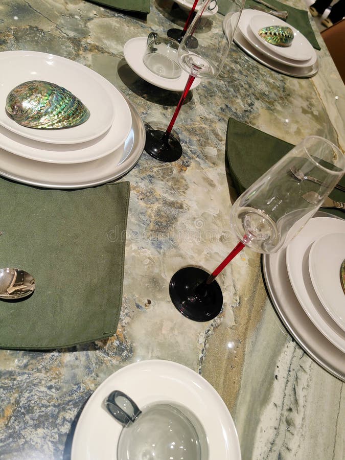 Set of Clean Tableware on Grey Background Stock Image - Image of grey ...