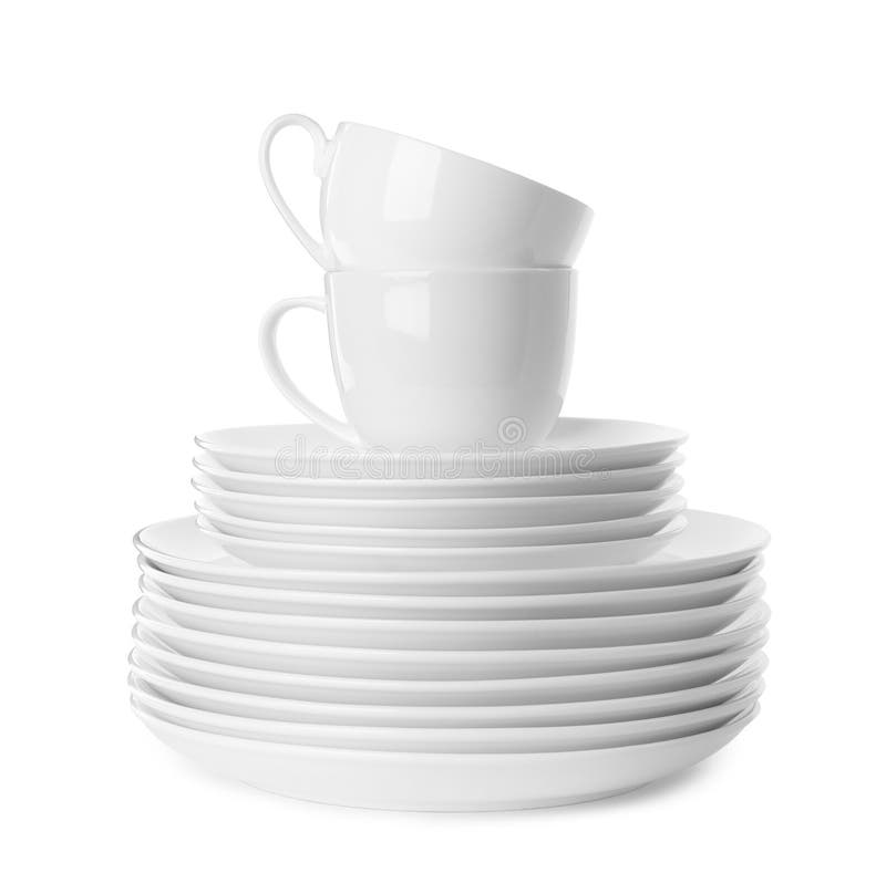 Set of Clean Tableware Isolated Stock Photo - Image of domestic ...
