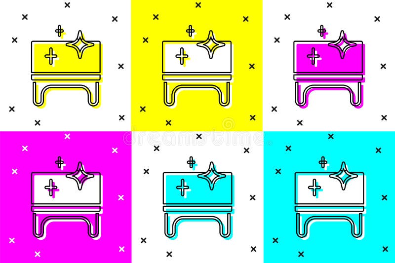 Set Clean Wooden Table Icon Isolated on Color Background. Vector Stock ...