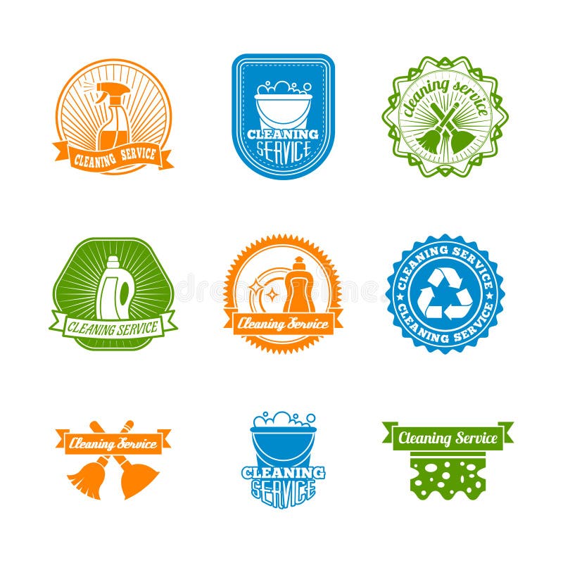 Set of Cleaning Color Label Stock Vector - Illustration of design ...