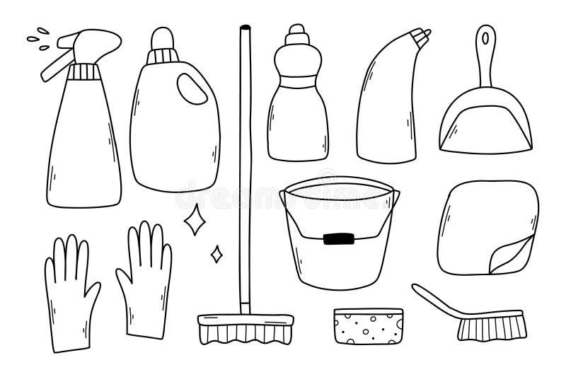 Set of Cleaning Elements. Vector Collection of Clip Art Cleaning Stock ...
