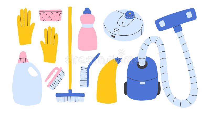 Set of Cleaning Elements. Vector Collection of Clip Art Cleaning Stock ...