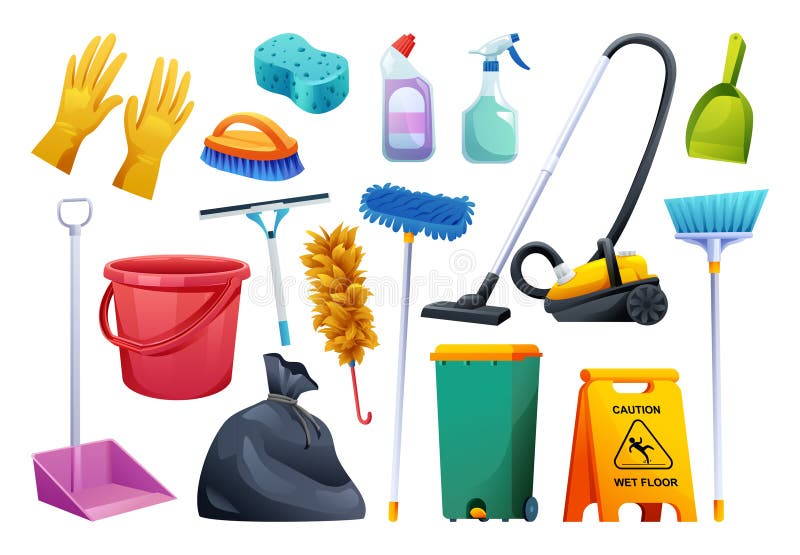 Set of Cleaning Equipment. Household Cleaning Service Tools ...