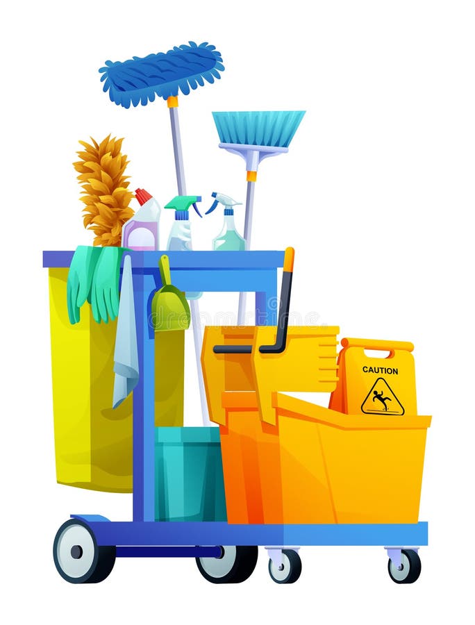 Set of Cleaning Equipment. Office Cleaning Service Tools Illustration ...