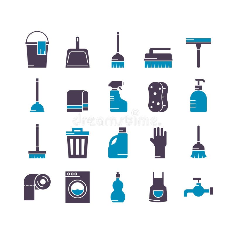 Set of Cleaning Equipment. Vector Illustration Decorative Design Stock ...