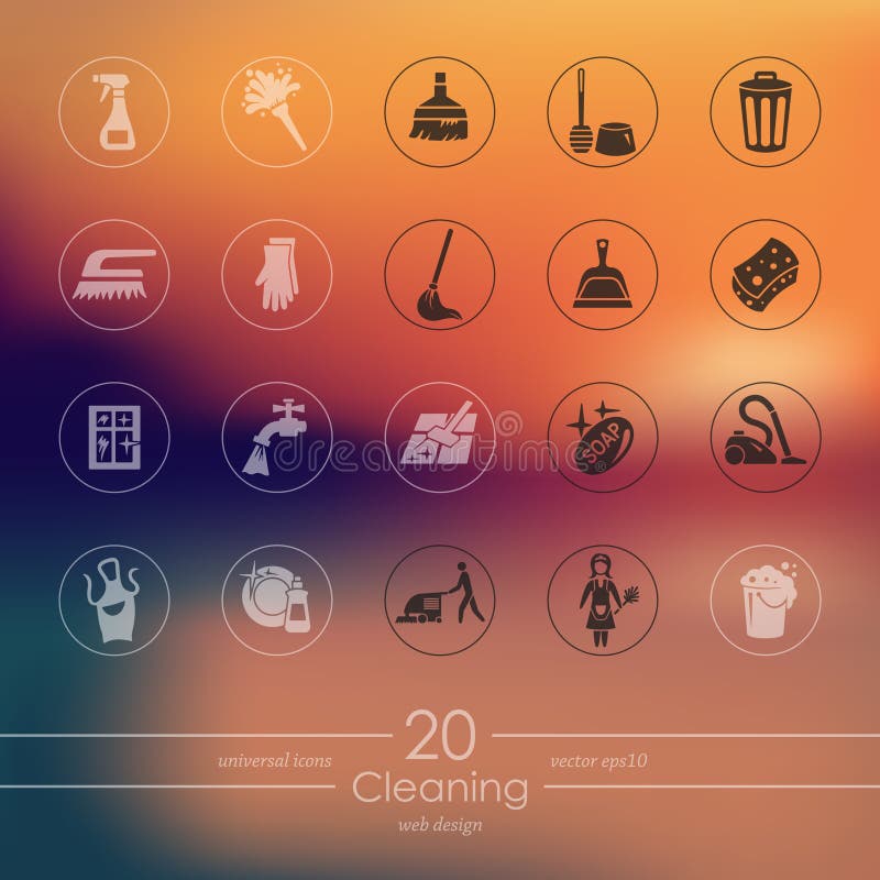 Set of cleaning icons stock vector. Illustration of focus - 85043440