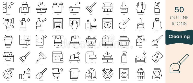 Set of Cleaning Icons. Thin Linear Style Icons Pack Stock Vector ...