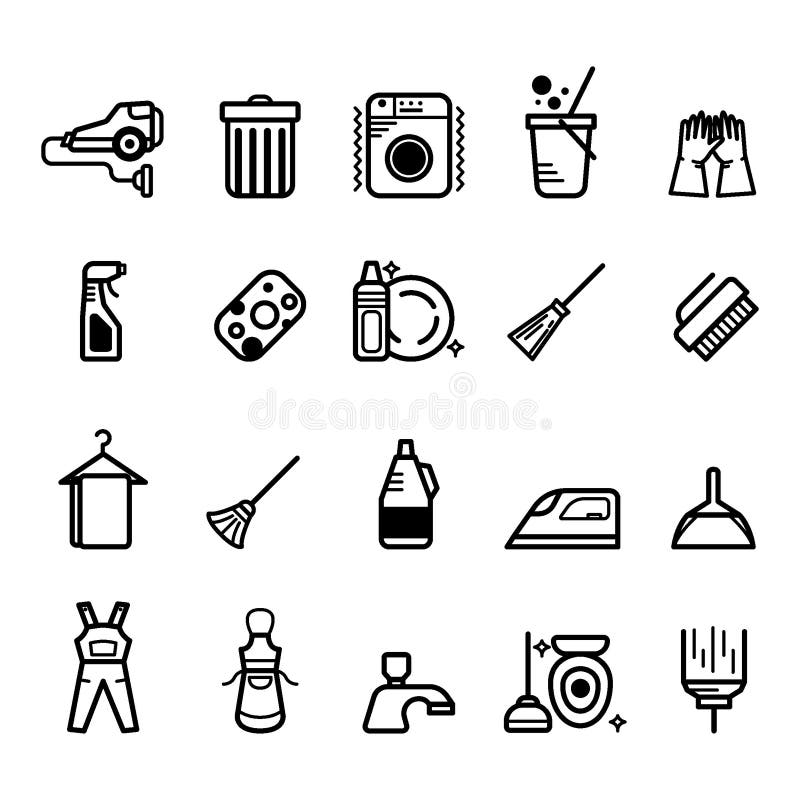 Set of Cleaning Icons. Vector Illustration Decorative Design Stock ...