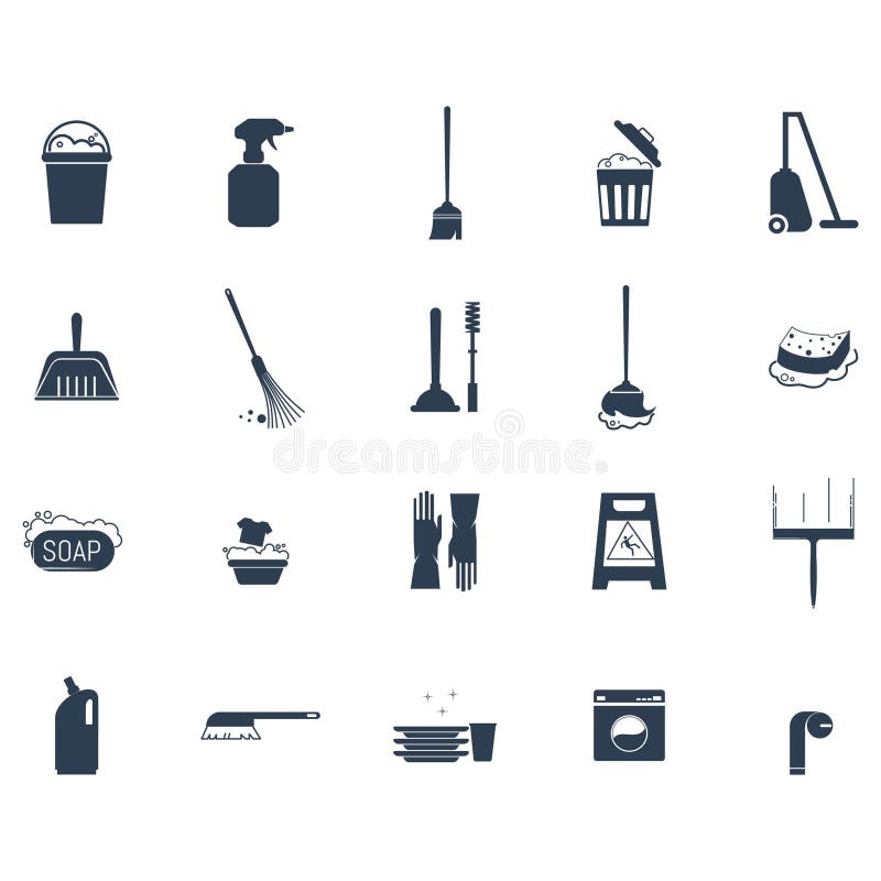 Set of Cleaning Icons. Vector Illustration Decorative Design Stock ...