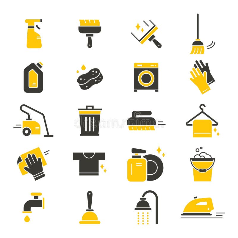 Set of Cleaning Icons. Vector Illustration Decorative Design Stock ...