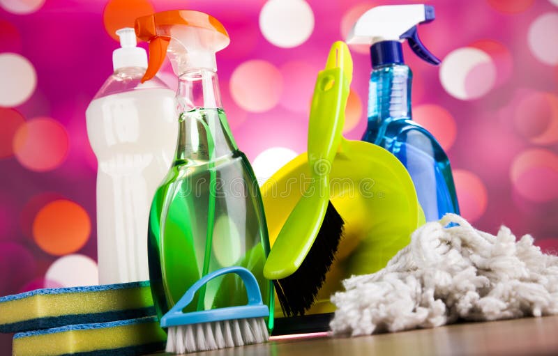 Set of Cleaning Products, Home Work Colorful Theme Stock Image - Image ...