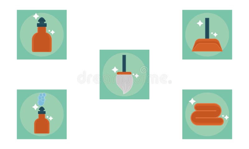 Set of Cleaning Products Icons Stock Vector - Illustration of equipment ...