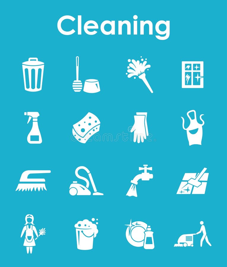 Set of Cleaning Simple Icons Stock Vector - Illustration of color ...