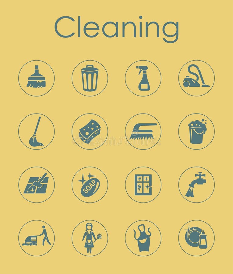 Set of Cleaning Simple Icons Stock Vector - Illustration of creative ...