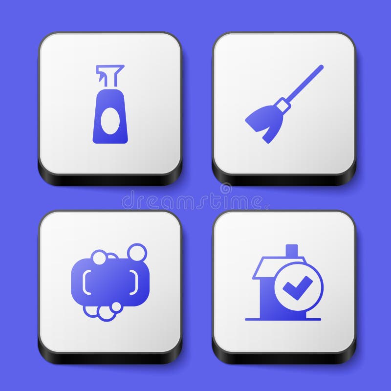 Set Cleaning Spray with Detergent, Handle Broom, Bar of Soap and Home ...