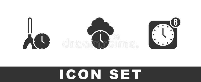 Set Cleaning Time, Clock and Alarm Clock App Mobile Icon. Vector Stock ...