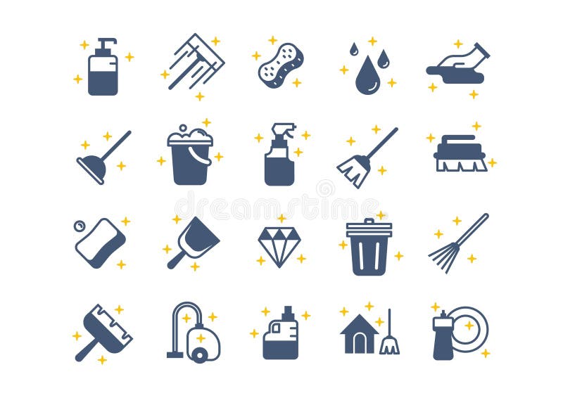Set of Cleaning Tools Vector. Vector Illustration Decorative Design ...