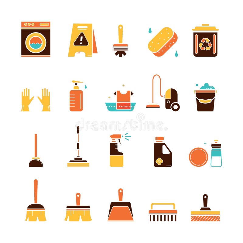 Set of Cleaning Tools. Vector Illustration Decorative Design Stock ...