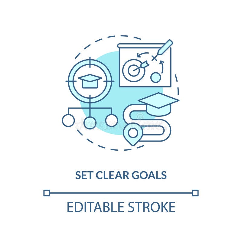 Set Clear Goals Turquoise Concept Icon Stock Vector - Illustration of ...