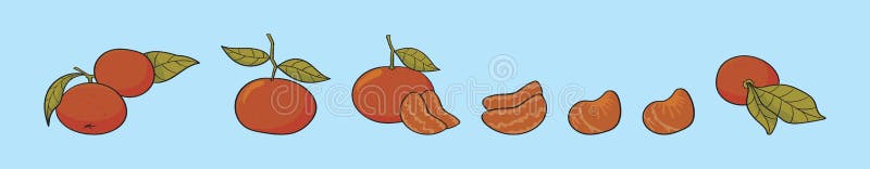 Set of Clementine Cartoon Icon Design Template with Various Models ...