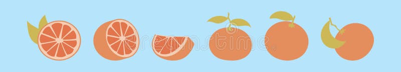 Set of Clementine Cartoon Icon Design Template with Various Models ...