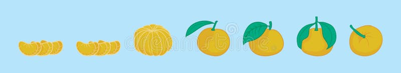 Set of Clementine Fruit Cartoon Icon Design Template with Various ...