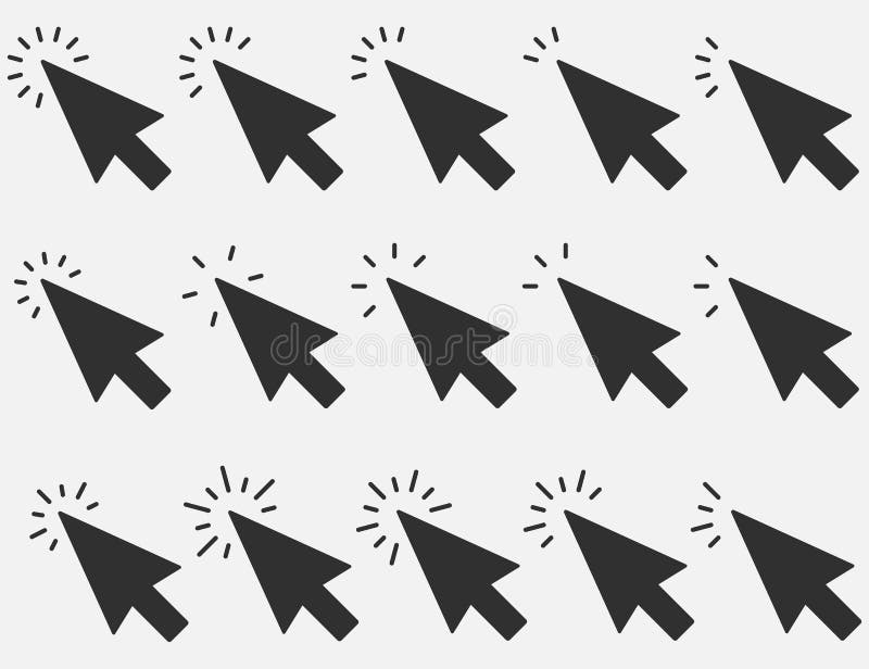 Set of Clicks Icon. Cursor Sign. Clicking Arrow, Mouse Cursor Symbol ...