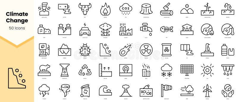 Set of Climate Change Icons. Simple Line Art Style Icons Pack ...
