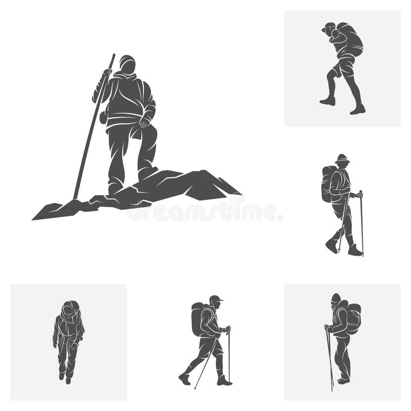 Set of Climber Logo Design Vector Template. Outdoor Activity Logo ...