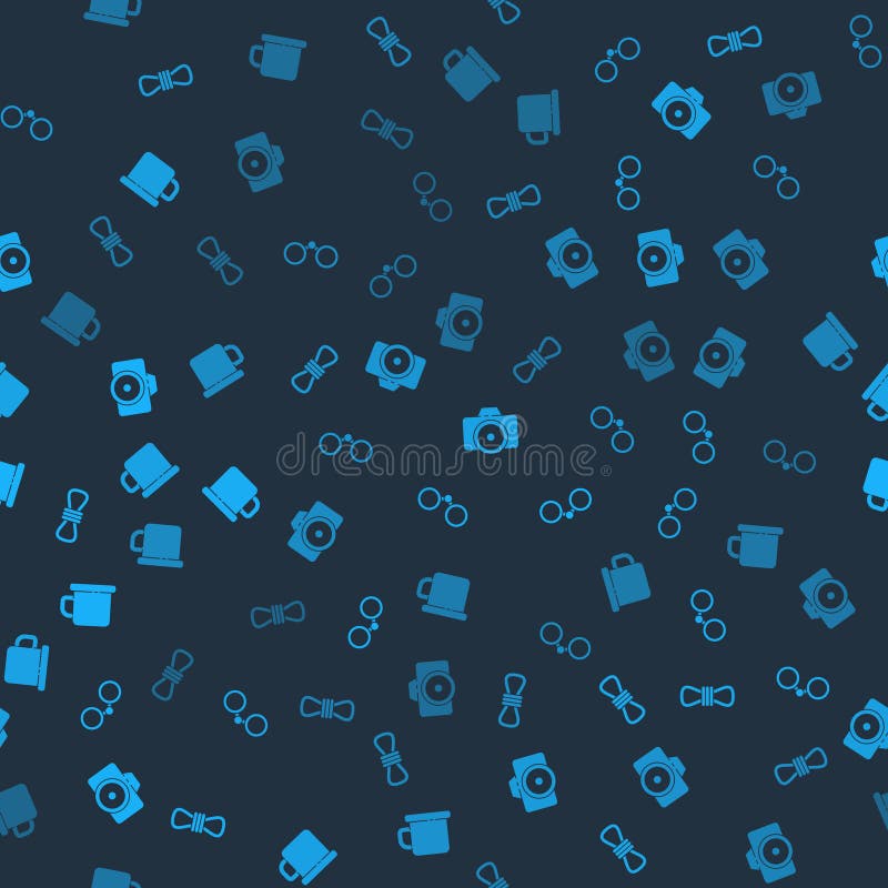 Set Climber Rope, Binoculars, Photo Camera and Camping Metal Mug on ...