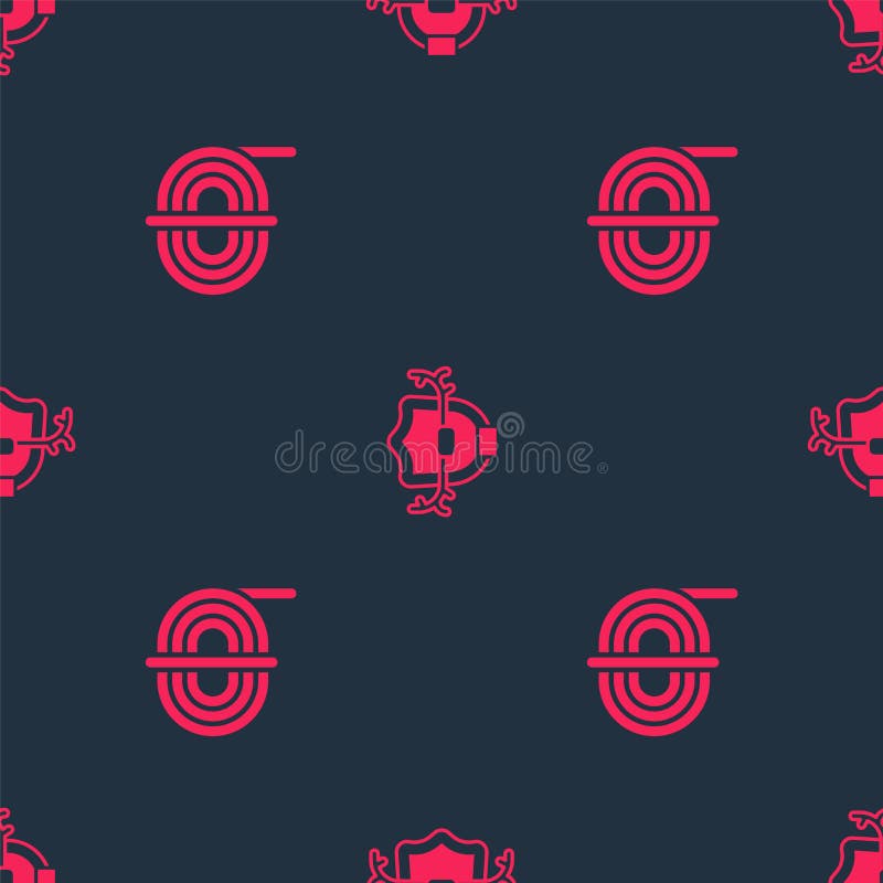 Set Climber Rope and Deer Antlers on Shield on Seamless Pattern. Vector ...