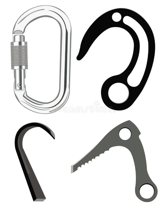 Set of Climbing Nails and Carabiner Vector Stock Vector - Illustration ...