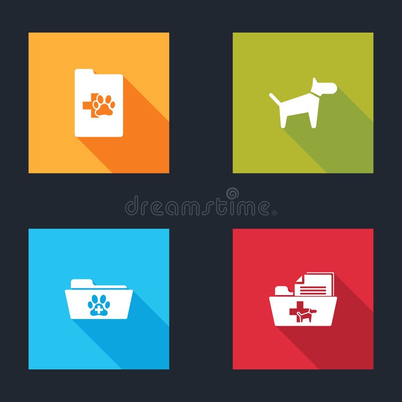 Set Clinical Record Pet, Dog, Medical Veterinary Folder and Icon ...