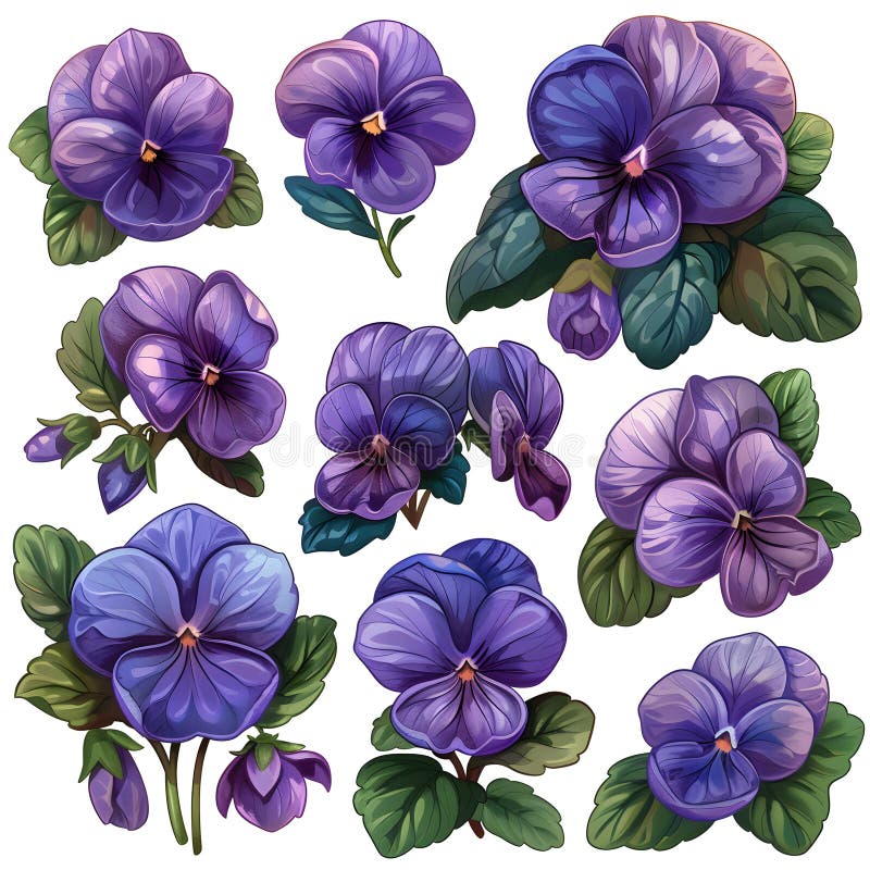 Set of cliparts of violets stock illustration. Illustration of summer ...