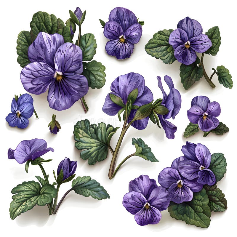 Set of cliparts of violets stock illustration. Illustration of garden ...