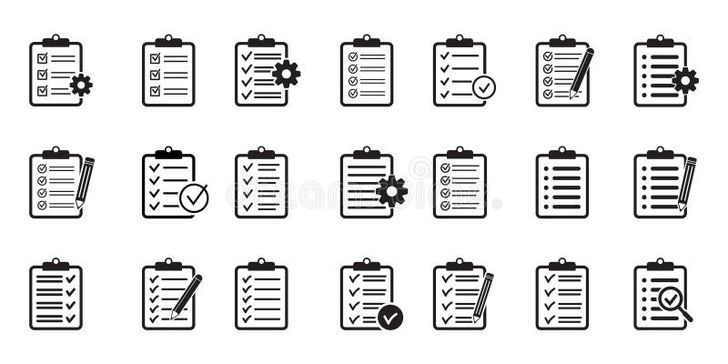 Set of Checklist Icons Flat Style Isolated on Background. Checklist ...