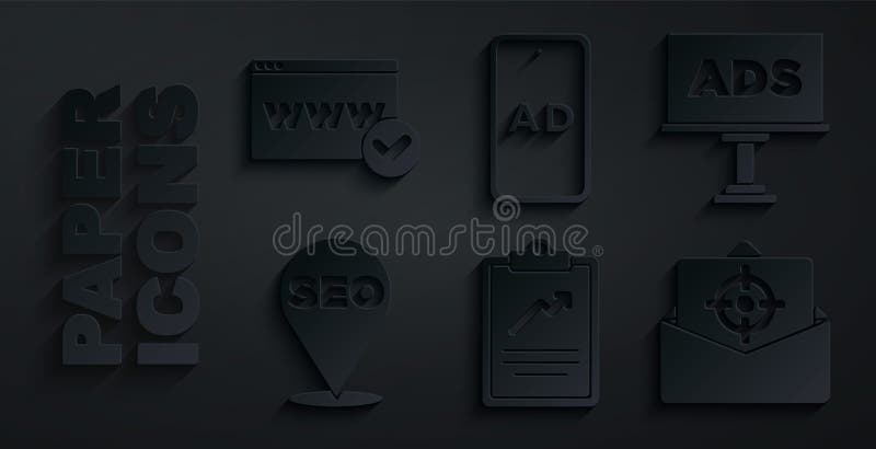 Set Clipboard with Graph Chart, Advertising, SEO Optimization, Mail and E-mail, and Website ...