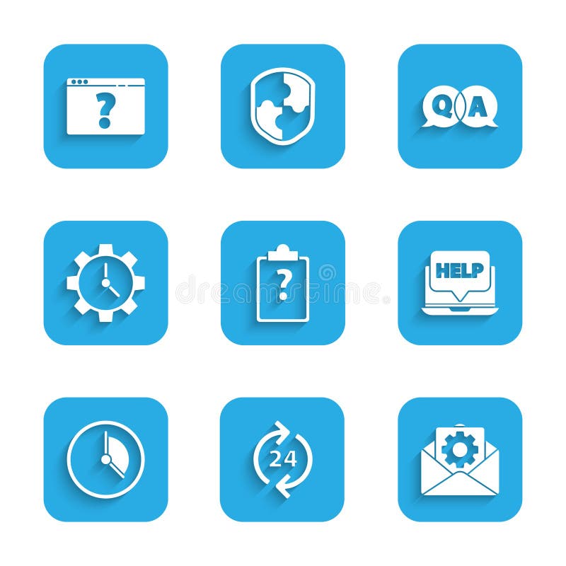 Set Clipboard with Question Marks, Telephone 24 Hours Support, Envelope ...