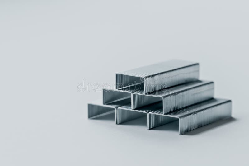 Set of Clips for the Stapler on White Background Stock Photo - Image of ...